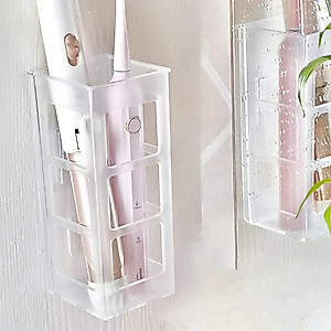 Wall Mount Acrylic Hair Tools Organizer Curling Iron Holder 4Pack Hair Styling Tool Storage Organizers Vanity Storage Basket for Flat Iron Comb Straightener Toothbrush holder for Bathroom (Clear)