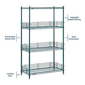 Nexel Wire Shelving, Green Epoxy, 60" W X 24" D X 74" H