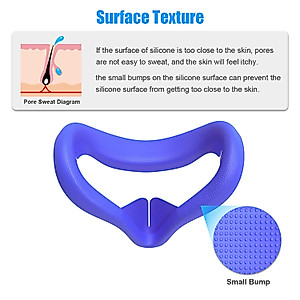 AMVR VR Silicone Face Cover & Ear Muffs for Oculus Quest 2 Headset, Sweatproof Waterproof Anti-Dirty Replacement Facial Cushion and Enhance Headset Sound Headphone Extension Cover (Blue, 1 Set)
