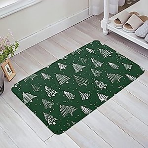 Prironde Front Door Mats Outdoor Indoor Kitchen Mat, Christmas Tree Green Entrance Doormat Non-Slip Bathroom Rugs Washable Floor Mats for Sink/Porch, 16" x 24"