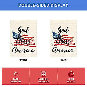 AVOIN colorlife God Bless America 4th of July Patriotic Garden Flag Double Sided Outside American Stars and Stripes, Memorial Day Independence Day Yard Outdoor Decoration 12 x 18 Inch