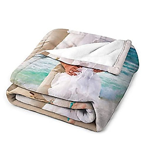 AMAPARK Custom Blanket with Photo Text Personalized Throw Blanket Customized Blanket for Her for Him Flannel Blankets Father's Day Mother's Day Birthday Valentines, 1 Photo, 40"x50"