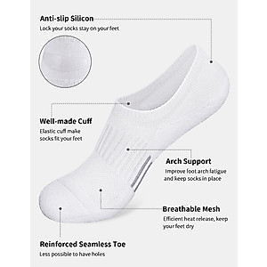 Airacker No Show Socks Womens Athletic Cushioned Low Cut Sports Running Ankle Socks for Women 6 Pairs