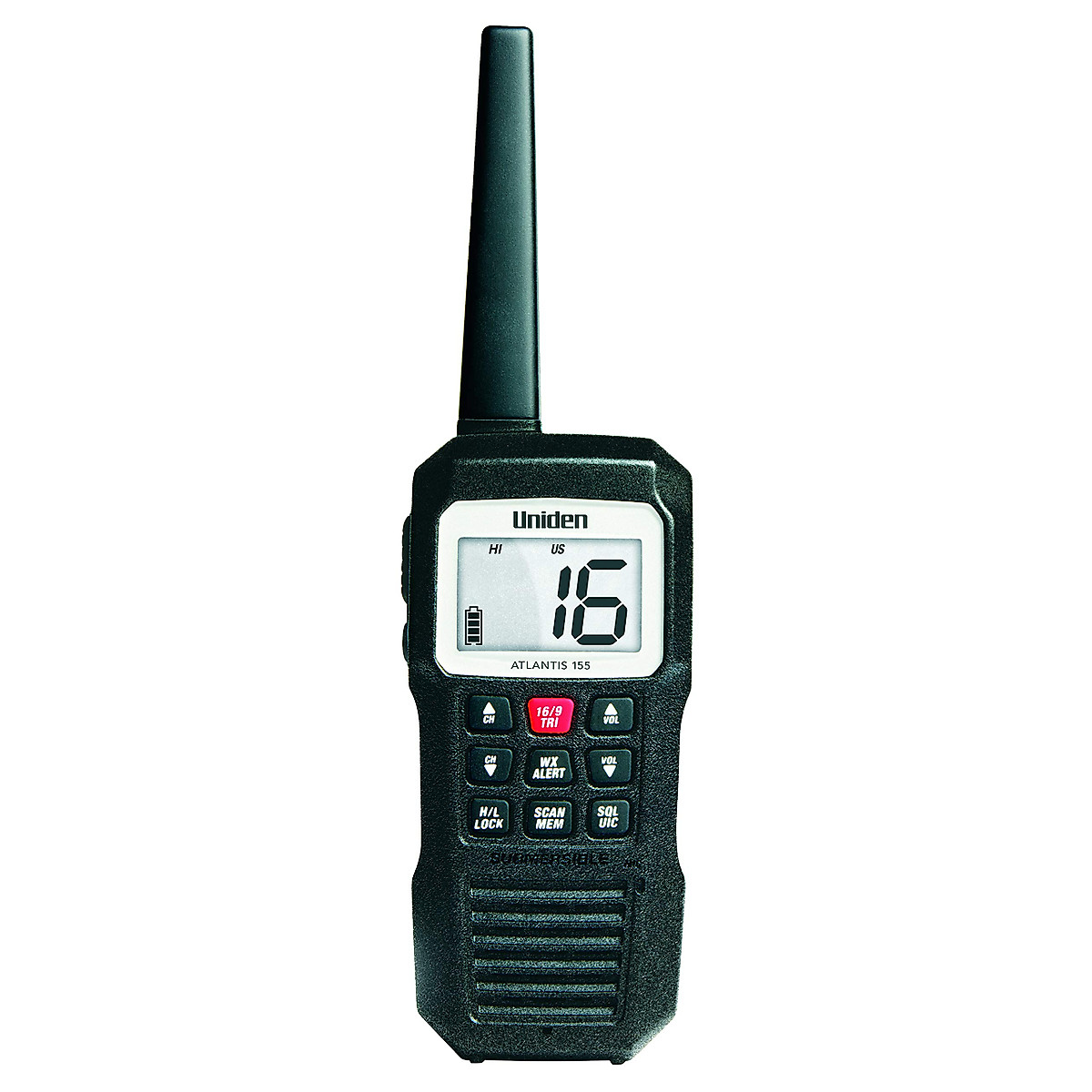 Uniden Atlantis 155 Handheld Marine Radio + SeaSense Large Air Horn