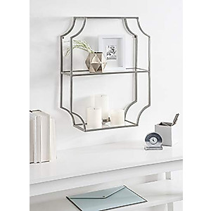 Kate and Laurel Ciel Glam Geometric Wall Shelf, 18 x 24, Silver, Decorative Shelves for Storage and Display