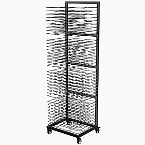 GARVIN Art Drying Rack for Classrooms,Art Studio, Art Clubs - Painting Drying Rack with 36 Removable Shelves - Stack Rack for Painting, Drawings - 4 Wheels 13 3/4" D x 17 1/2" W x 55 1/2" H, Black
