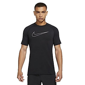 Nike Pro Dri-FIT Men's Slim Fit Short-Sleeve Dri-Fit Top (Black/White, Large)