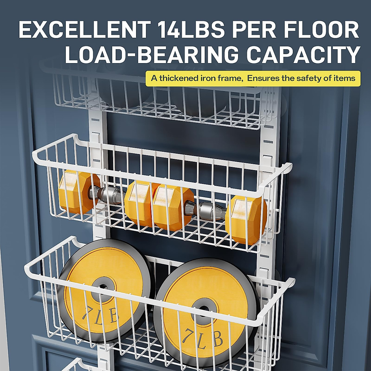 8-Tier Over The Door Pantry Organizer, Pantry Organization and Storage, Deep Baskets Hanging Heavy-Duty Metal, Spice Rack Seasoning Shelves, Home & Kitchen, Laundry Room Bathroom Organization (White)