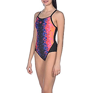Arena Triangle Prism Superfly Back MaxLife One Piece Swimsuit, Pink Multicolor - Black, 22