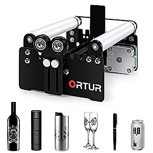 ORTUR Rotary Roller YRR 2.0, 360° Y-axis Laser Rotary Roller for Engraving Cylindrical Objects Cans, 7 Adjustment Diameters, Min to 8mm, Compatible with Most Laser Engravers