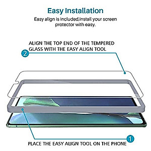 4 Pack LϟK 2 Pack Tempered Glass Screen Protector + 2 Pack Camera Lens Protector Compatible for Samsung Galaxy Note 20, New Version, Ultrasonic Fingerprint Supported, Installation Tray - Clear