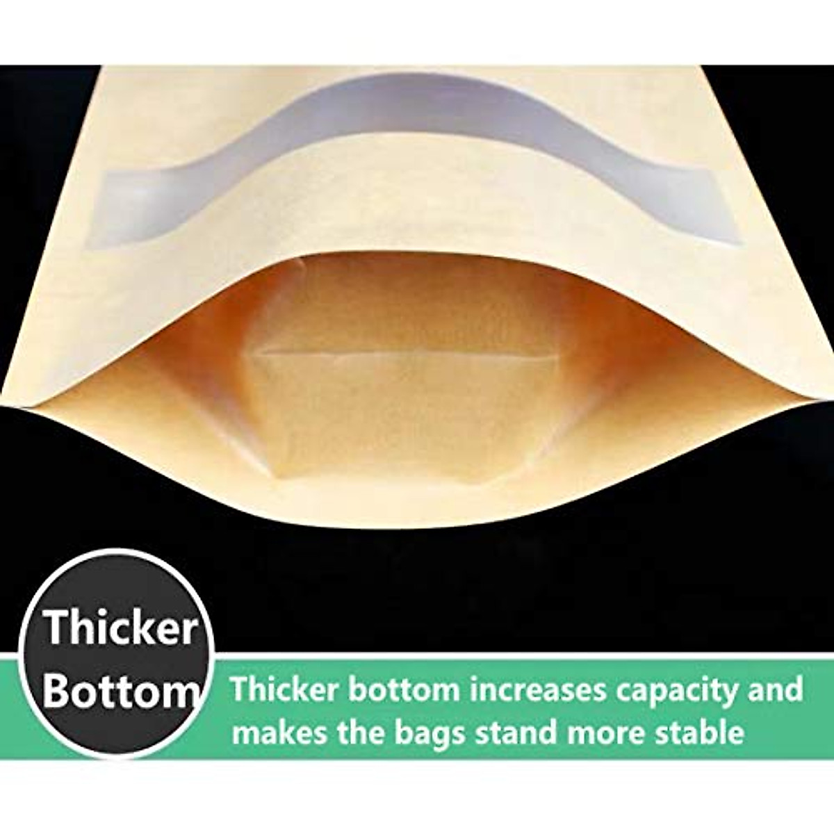 Kraft Paper Bags With Frosted Window And Zip Lock Decorative Heavy Duty Heat Seal Recycled Resealable Mylar Stand Up Pouches Bags Sealable For DIY Food Snack Cookies Candy Coffee Popcorn (6x9+3.2inch)