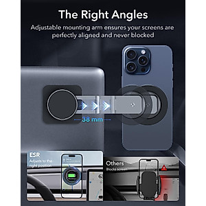 ESR for MagSafe Car Mount, Foldable Dashboard/Tesla Magnetic Car Mount,Tesla Touchscreen Car Phone Holder Mount, Magnetic Phone Holder for Car, for iPhone 15/14/13/12, Charging Not Supported, Grey