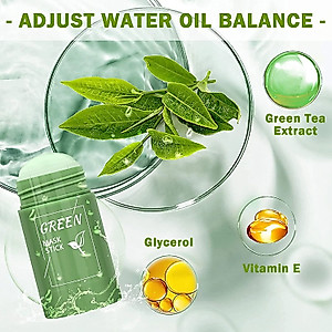 QKKWSS Green Tea Mask Stick with Blackhead Remover, Clay Face Mask, Green Tea Extract, Oil Control Acne Remover, Pore Cleansing, Purifying, Detoxifying Skin for Men and Women(2PCS), 2PCS/green tea