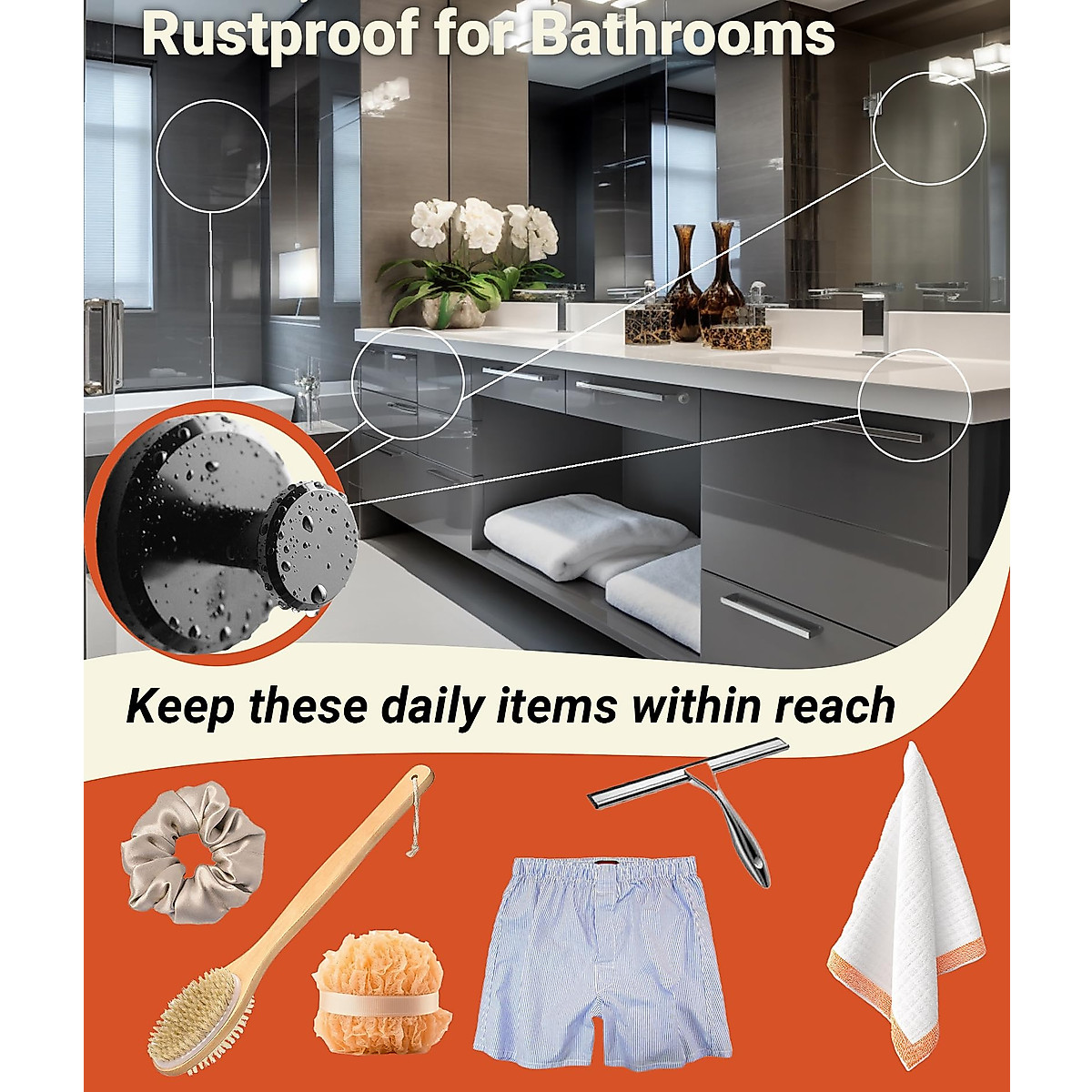 Kitston Suction Cup Hooks are Waterproof Solutions for The Shower, Bathrooms, and Kitchens to Hang Mesh Scrub Loofahs, Towels, Robes, and More, Black, 2 Pack