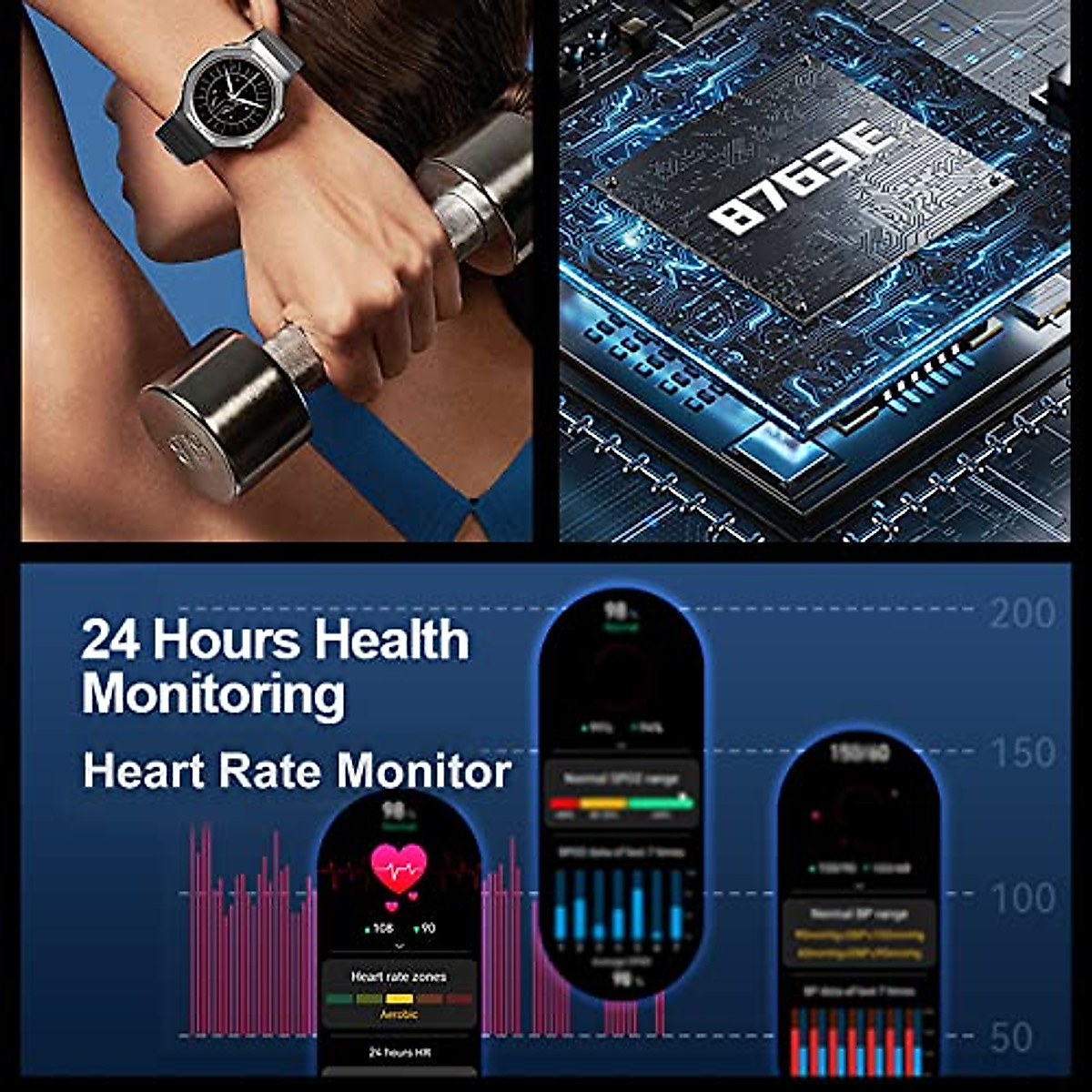 Smart Watch for Women 1.32" Touch Screen Bluetooth Call Smartwatch Ladies Fitness Tracker Health Pedometer Heart Rate Sleep Monitor Digital Watch for Android Phones iOS