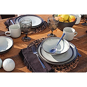 Euro Ceramica Diana 9" Serving Bowl, 8.94 x 8.66 x 4.72, Mint Green/Graphic Grey