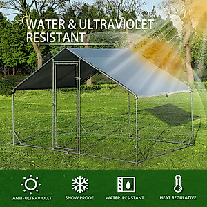 Betterhood Large Metal Chicken Coop Upgrade Tri-Supporting Wire Mesh Chicken Run,Chicken Pen with Water-Resident and Anti-UV Cover,Duck Rabbit House Outdoor(10’ W x 6.6’ L x 6.5’ H)