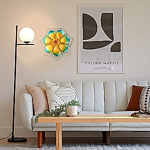 Metal Flowers Wall Decor Wire Framed Flower Metal Wall Art Decorations Hanging For Outdoor Porch Yard Garden,Blue 12x12 inches