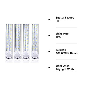TOPTRONED (10-Pack) 8ft LED Shop Light Fixture,V Shape 120W 19000LM 5000K (Daylight White),8 Foot, 96'' T8 Integrated LED Tube, Linkable Led Bulbs for Garage, Warehouse, Plug and Play, Clear Lens