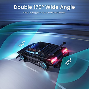 Dash Cam Front and Rear, GKU Dash Cam 1920X1080P FHD Dual Car Camera 170° Wide Angle Backup Dash Camera for Cars,Super Night Vision Car Dash Cam with Parking Mode,Motion Detection,Loop Recording