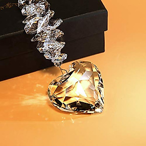 Shario 45mm Clear Glass Heart Crystal Ball Prism Pendant, Suncatcher for Windows, Indoor Outdoor Garden Hanging Décor, Gifts for Women, Mom and Children (Clear)…