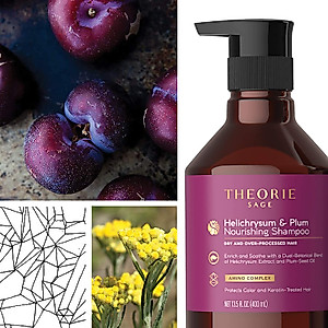Theorie Helichrysum and Plum Nourishing Shampoo - Enrich and Soothe - Suited for Dry & Over Processed Hair - Protects Color & Keratin Treated Hair, Pump Bottle 800mL - Label Design May Vary