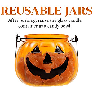 11oz Handmade Halloween Pumpkin Candle - 100% Soy Wax, Over 50 Hours Burn Time - Farmhouse Fall Halloween Home Decor - Gift for Halloween Decorations Indoor - Pumpkin Shaped Candle, Made in USA