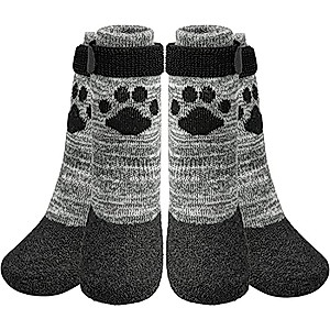 KOOLTAIL Anti Slip Dog Socks - Outdoor Dog Boots Waterproof Dog Shoes Paw Protector with Strap Traction Control for Hardwood Floors