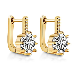 LINKTION Gold Earrings for Women Trendy, 14k Gold Hoop Plated Drop Dangle Earrings for Women Mens and Teacher, Ear Buds Cute Hypoallergenic Earrings Ear Studs Lightweight Jewelry Gift