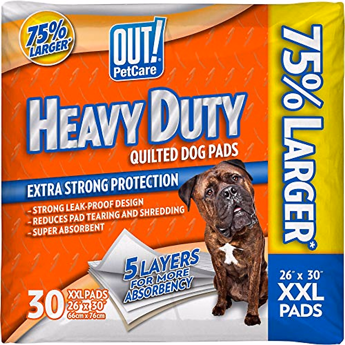 OUT! Heavy Duty XXL Dog Pads - Absorbent Pet Training and Puppy Pads - 26 x 30 in - 30 Count