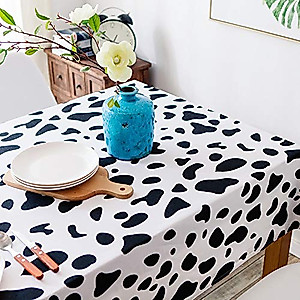 6 Pack Disposable Black and White Cow Print Plastic Tablecloth, 108 Inch x 54 Inch Ractangle Tablecover, for Party, Dance and Picnic (Black and White Cow Print)