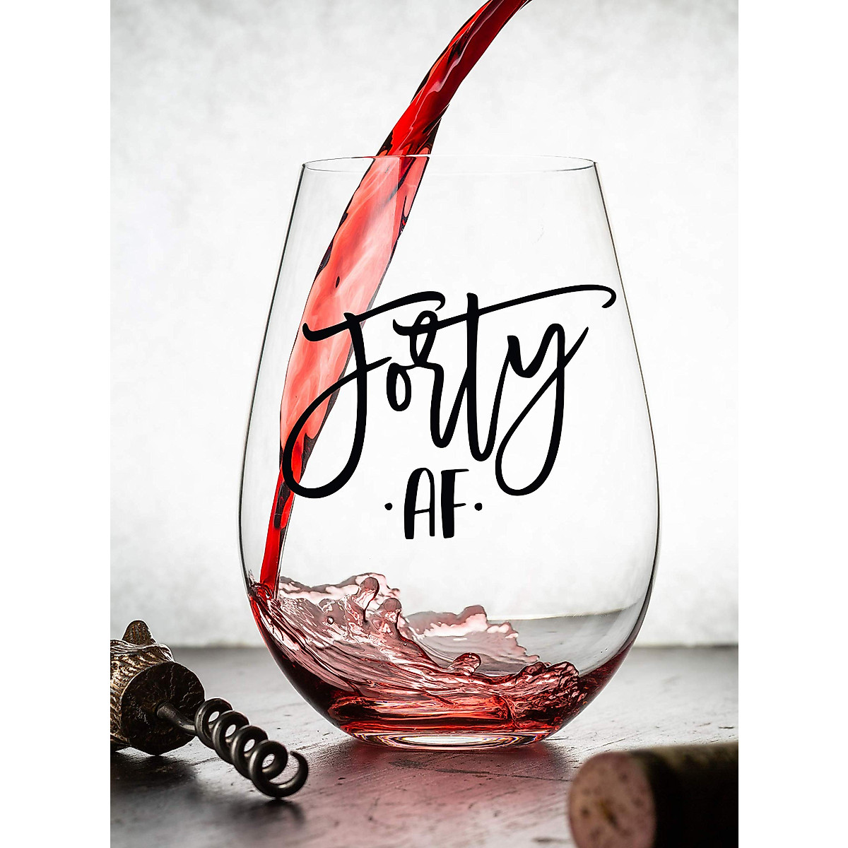 40 AF Funny Wine Glass - 40th Birthday For Women - Silly Bday For Women, Sister, Mom, Grandma, Nana, Best Friend - forty AF Birthday Wine Glass For Decorations, Anniversary, Special Events