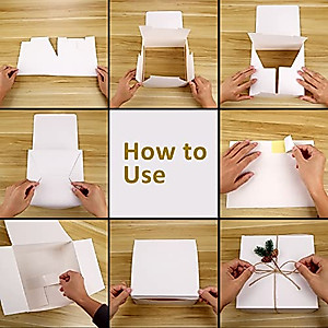 HLWDFLZ White Gift Boxes 12 Pack 8x8x4 Inches Paper Box, Gift Boxes with Lids, Wedding Present Box, Bridesmaid Proposal Box, Birthday Party Favor Box, Christmas Box with 66ft Twine and 12 clear stickers