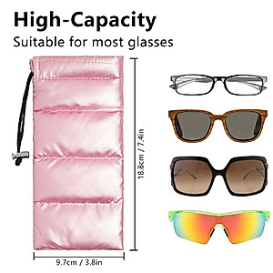 Face Shadow Soft Glasses Case 2 Pack for Eyeglasses Women, Sunglasses Case with Cleaning Cloth, Microfiber Glasses Pouch, Drawstring Closure, Black+ Pink