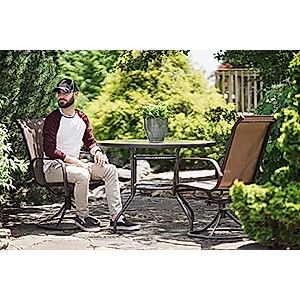 Courtyard Creations Sienna Collection Round 40" Table and Four Swivel Rocker Chairs, Brown (5-Piece Set)