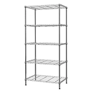 SINGAYE 5 Tier Adjustable Storage Shelf Metal Storage Rack Wire Shelving Unit Storage Shelves Metal 660Lbs Capacity 23.6" L x 14" W x 59.1" H for Pantry Closet Kitchen Laundry Silver