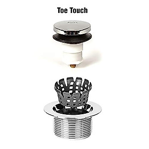 PF WaterWorks Toe Touch (Foot Actuated) Bath Tub Drain Assembly with Gasket - Coarse Thread 11.5 Threads Per Inch - Free Hair Catcher/Strainer;Brushed Nickel; PF0920-BN-TT-C
