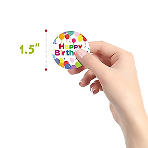1000 PCS Adorable Balloon Shaped Happy Birthday Stickers in 16 Designs with Perforated Line Expanded Version (Each Measures 1.5" in Diameter)