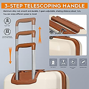 Joyway Luggage Carry-On Suitcases 20" Lightweight Polypropylene Carrying Case with TSA Lock,Rigid Luggage with Swivel Wheels,14" Cosmetic Bag & 7" Small Bag