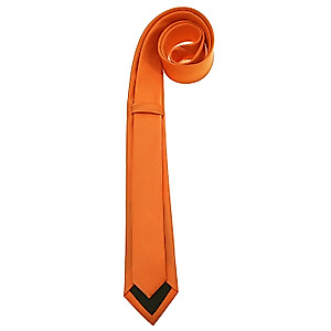 AIMENGWU Men's Skinny Tie Set Solid 2.35" (6CM) Necktie and Pocket Square Slim Orange tie Set For Men