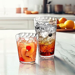 Amazing Abby - Iceberg - 16-Ounce and 24-Ounce Plastic Tumblers (Set of 12), Plastic Drinking Glasses, All-Clear Reusable Plastic Cups, Stackable, BPA-Free, Shatter-Proof, Dishwasher-Safe