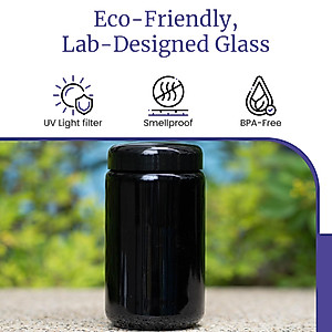 Infinity Jars Classic Black Glass Jar 400 ml (13.53 fl oz) Ultraviolet Airtight Smell Proof, Refillable Container Screw top Jar for Long term storage Coffee, Spices, Dried Goods Jar for Kitchen 3 Pack