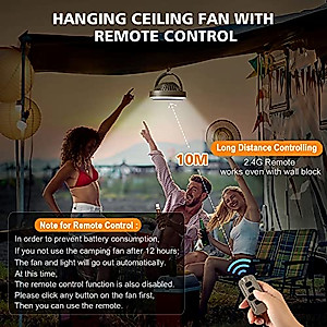 Yonktoo 10400mAh Portable Rechargeable Fan, Remote Desk Camping 8-Inch Fan with LED Lantern，Mobile Power Bank, 3 Speeds 3 Lighting Modes,Fan for Bedroom, Office Outdoor and Tent