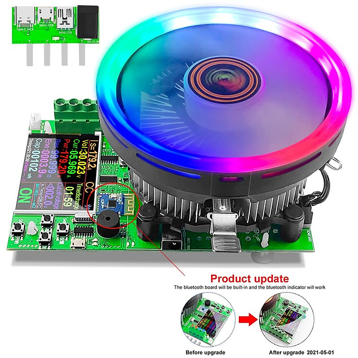180W Electronic Load Tester 2.4 inch DC Tester APP Electronic Adjustment Constant Load Lithium 4-Wire Battery Capacity Monitor Discharge Charge Power Meter Supply Checker