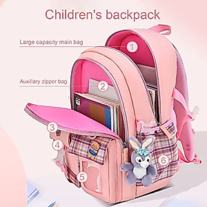ZTGD Kawaii Backpack with Kawaii Rabbit Pin and Accessories Cute Kawaii Backpack for School Bag Kawaii Girl Backpack Cute Pink