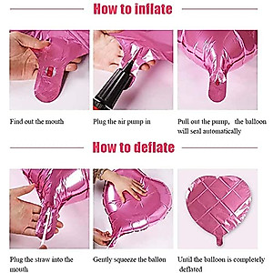 Littleloverly Valentine's Day Red Pink Heart Foil Balloons Decoration - Heart Shaped Mylar Balloons Engagement Wedding Valentines Day Anniversary Party Decorations(20PCS)