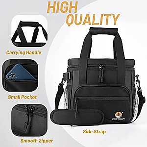 CaCTOUR Large Lunch Bag for Men - Insulated Mens Lunchbox for Work Office Picnic 24-Can (15L) Collapsible & Leakproof Cooler Bag with Adjustable Shoulder Strap for Adults （Black）
