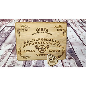 Ouija Spirit Talking Bamboo Cutting Board with Slider/Kitchen Carving Board 12x9 / Novelty Ouija Board