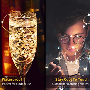 Minetom Fairy Lights Battery Operated, 5 Pack 7 FT 20 LED String Lights with Timer, Waterproof Silver Wire Fairy Lights for Bedroom Christmas Home Party Wedding Decorations, Warm White